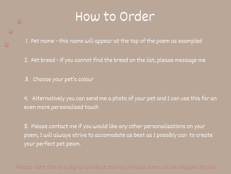 Personalised Cat Loss Poem Print: Pet Bereavement Gift (digital ...
