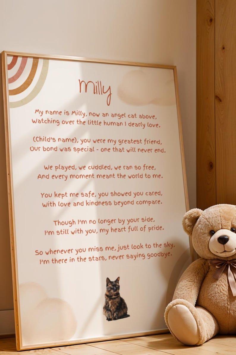 Personalised Cat Loss Poem for Children| Pet Memorial Tribute (digital ...