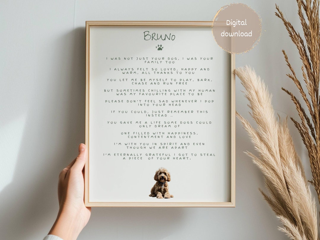Personalised Pet Loss Poem: Dog Memorial Gift (digital Download ...