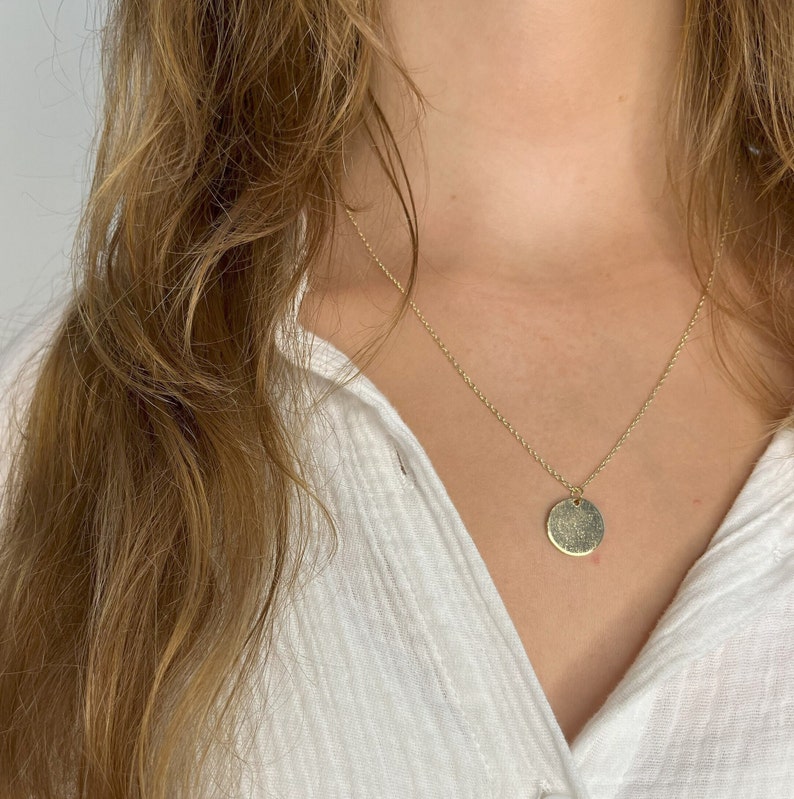 14K Classic Gold Round Pendant 14K Gold Necklaces, 14K Gold Round ...