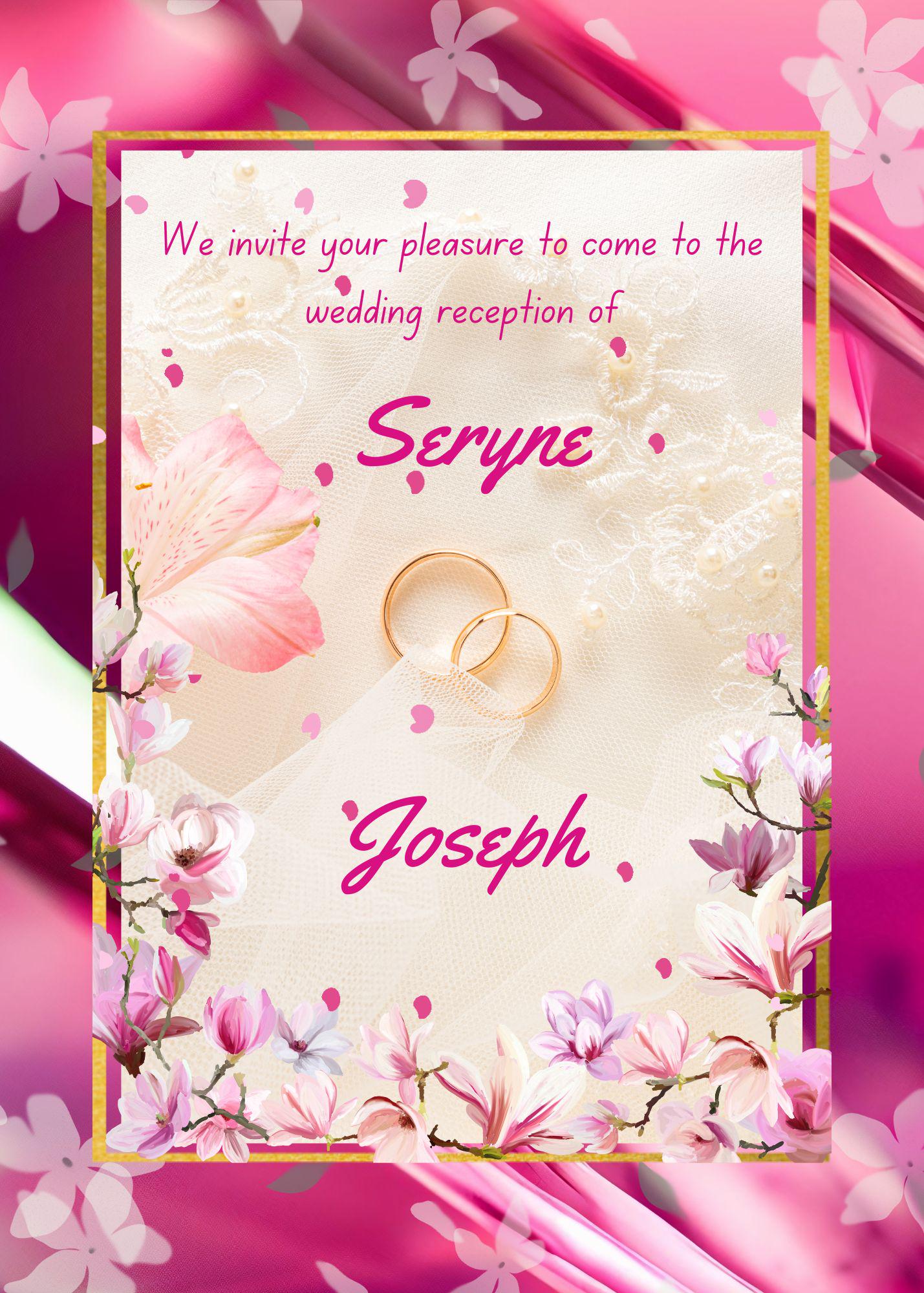 Pink Colour Wedding Card Digital Template Editable by Canva - Etsy
