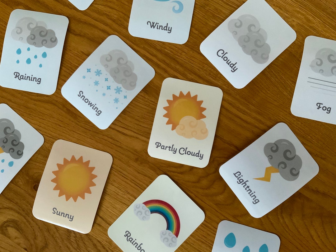Weather Flashcards, Montessori Materials, Toddler Flashcards, Weather ...