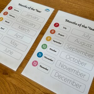 Months of the Year, Homeschool Activity, Printable Calendar ...
