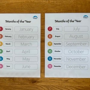 Months of the Year, Homeschool Activity, Printable Calendar ...