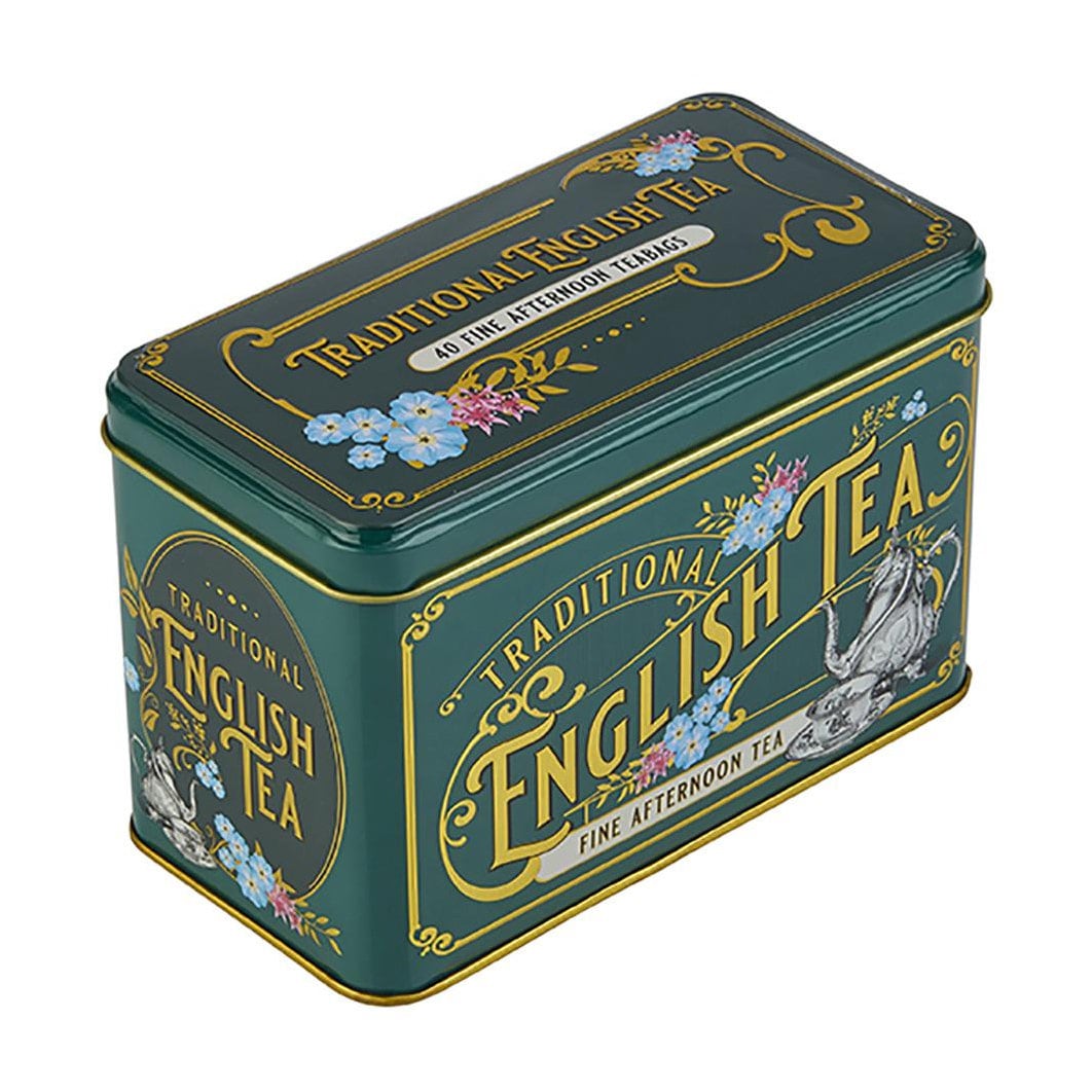 Vintage Victorian Bottle-green Tea Tin With 40 English Afternoon ...