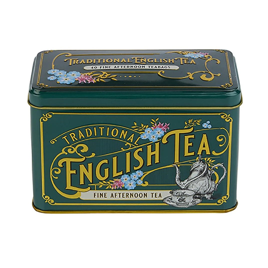 Vintage Victorian Bottle-green Tea Tin With 40 English Afternoon ...