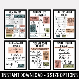 Quadratic Posters - Quadratic Formula - Algebra Posters - High School ...