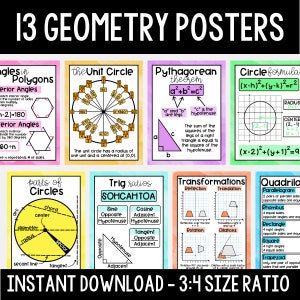 13 Geometry Posters - Printable Math Posters - Watercolor Geometry ...
