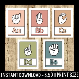 ASL Alphabet Posters Boho Classroom Decor Aesthetic Classroom American ...