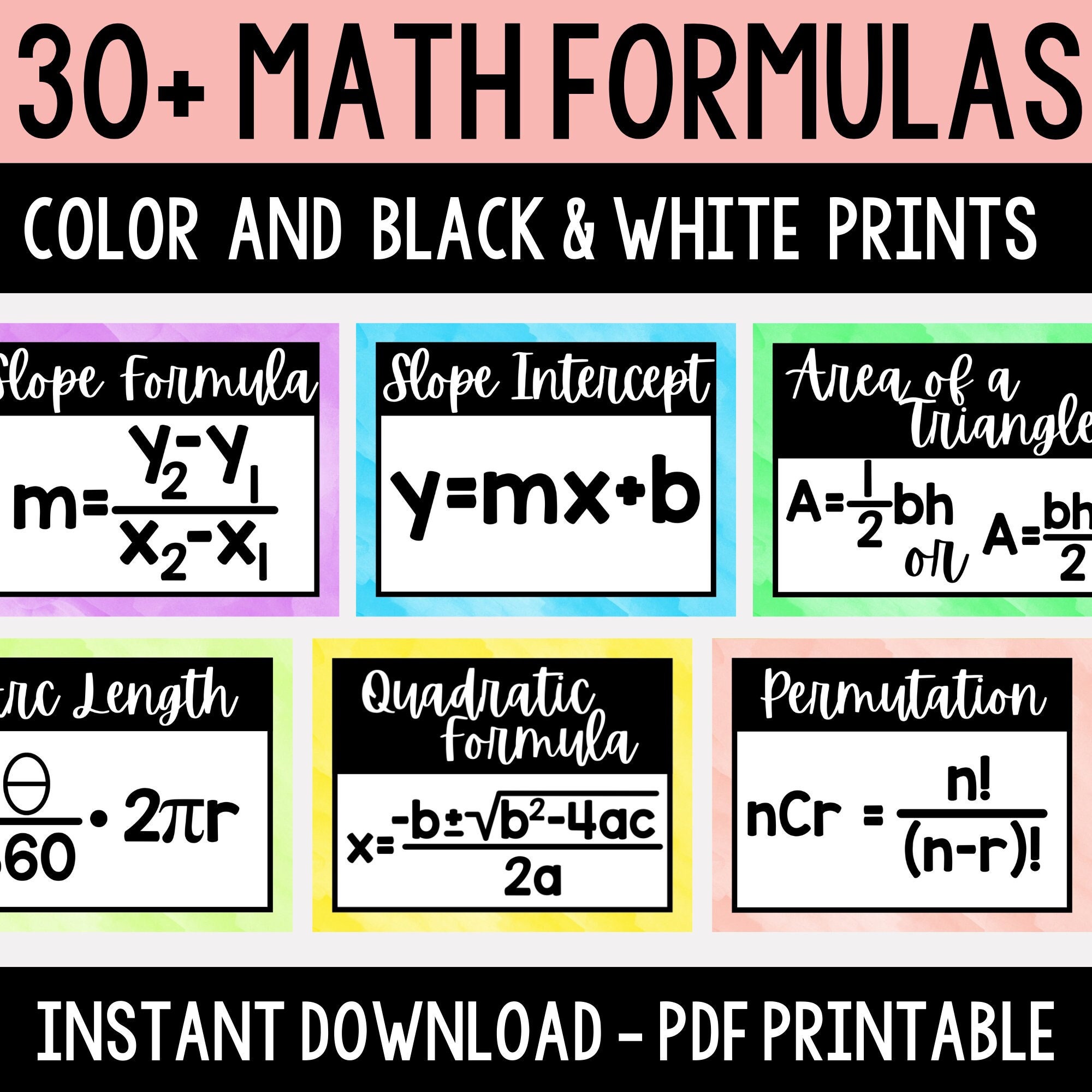 Math Posters Math Classroom Posters Math Formula Poster - Etsy