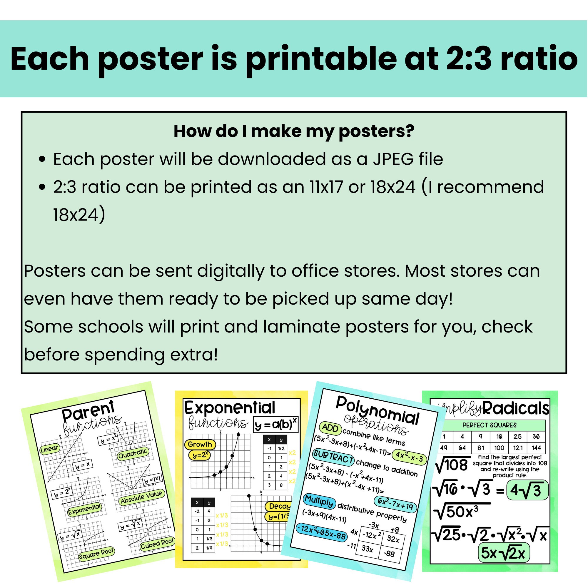 Algebra Posters Printable Math Posters - Etsy UK