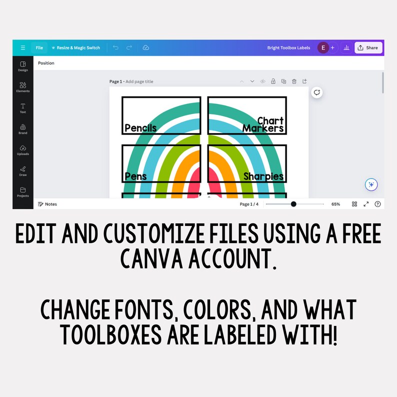EDITABLE Bright Teacher Toolbox Labels - Teacher Toolbox - Bright ...