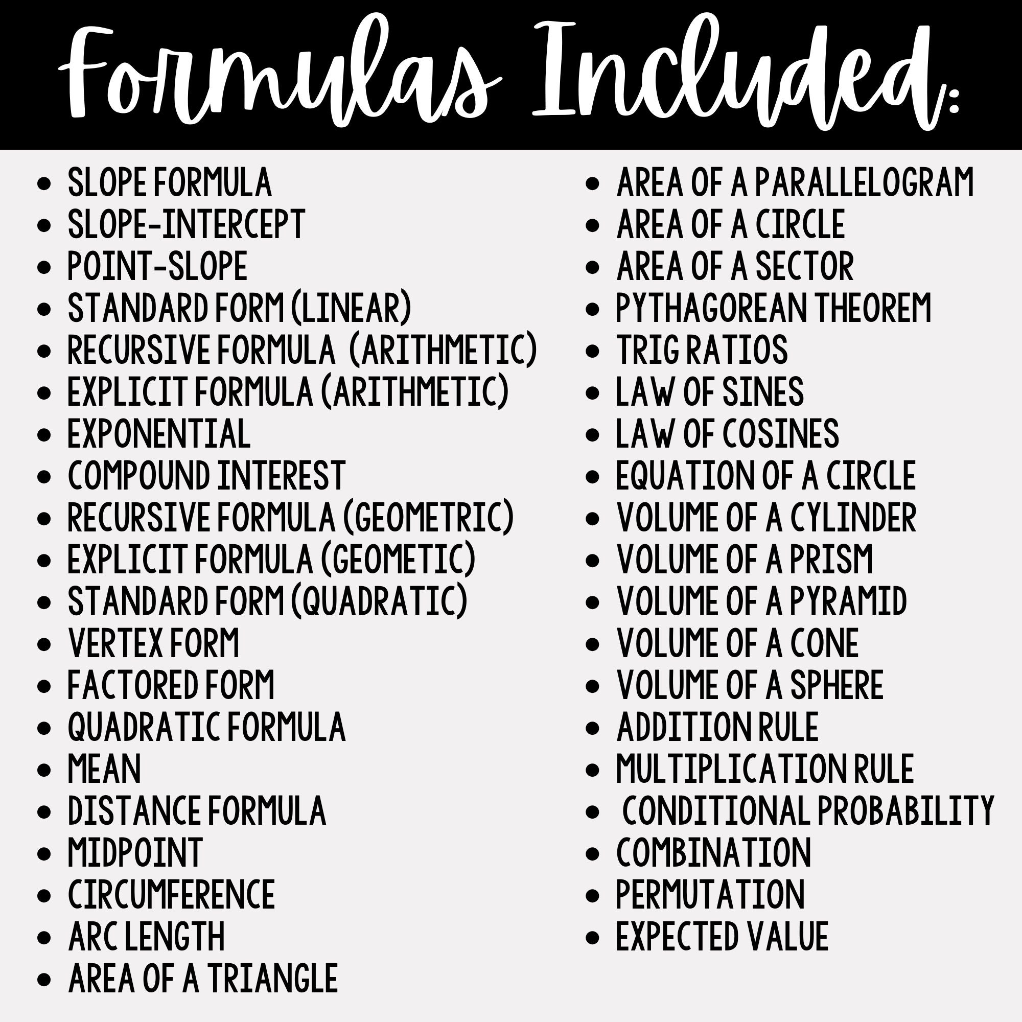 Math Formula Posters: Watercolor Classroom Decor (digital Download) - Etsy