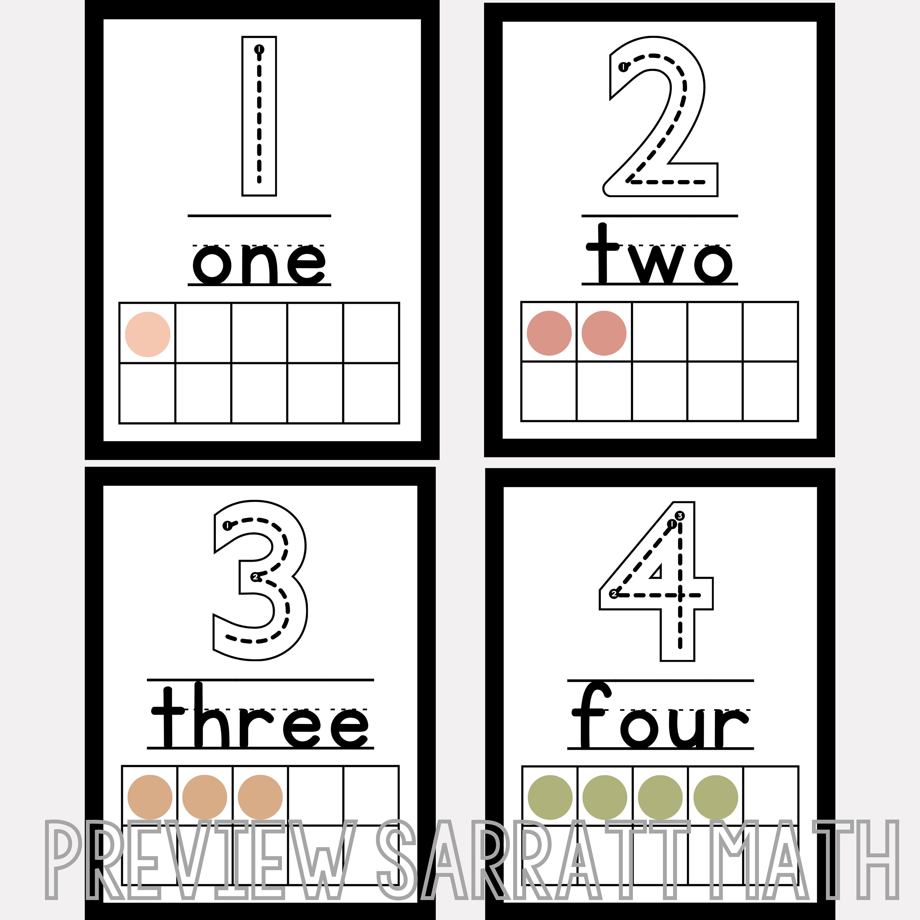 Number Poster With Ten Frames 1 to 20 - Math Poster - Classroom Poster ...