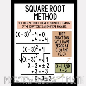 Quadratic Posters - Quadratic Formula - Algebra Posters - High School ...