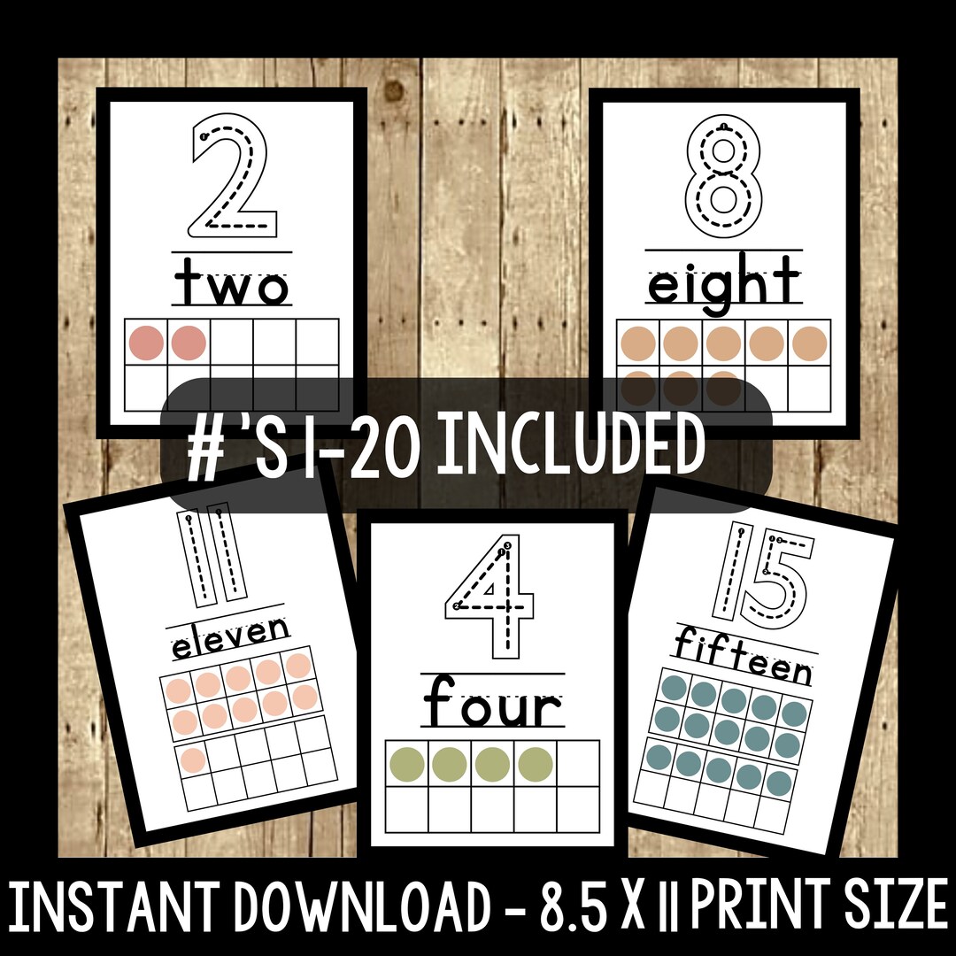 Number Poster With Ten Frames 1 to 20 - Math Poster - Classroom Poster ...