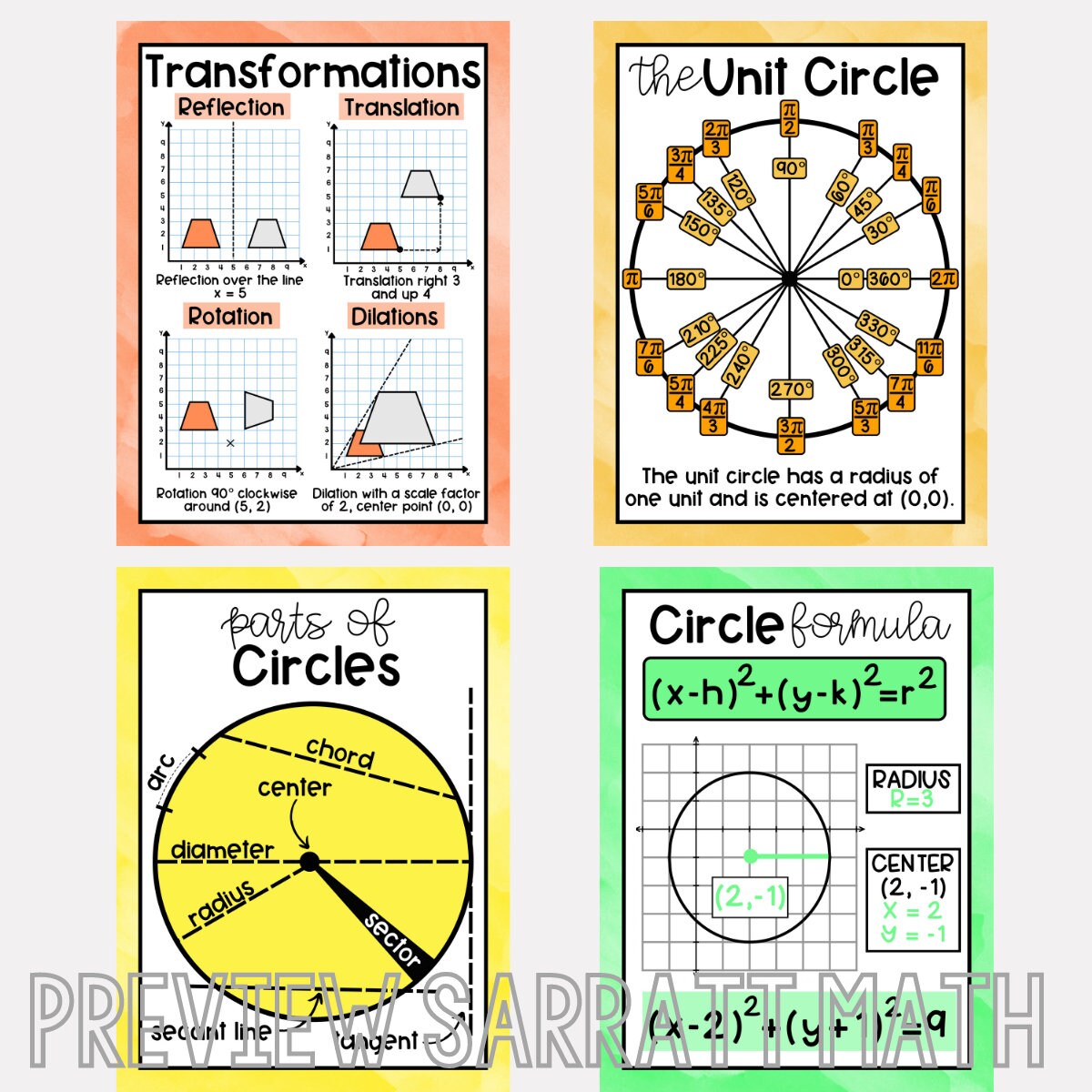 13 Geometry Posters Printable Math Posters Watercolor Geometry Posters ...