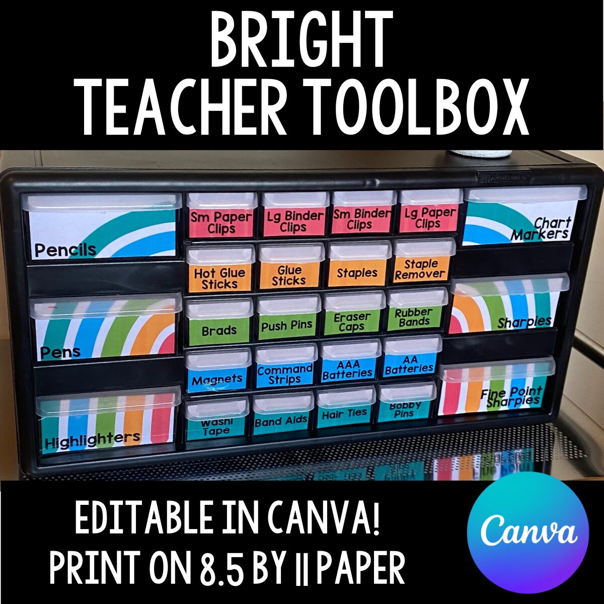 EDITABLE Bright Teacher Toolbox Labels - Teacher Toolbox - Bright ...