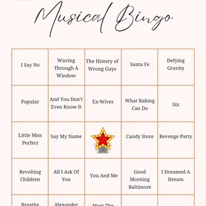 Musical Bingo Digital Print: Musical Songs Bingo Game Cards // Occasion ...