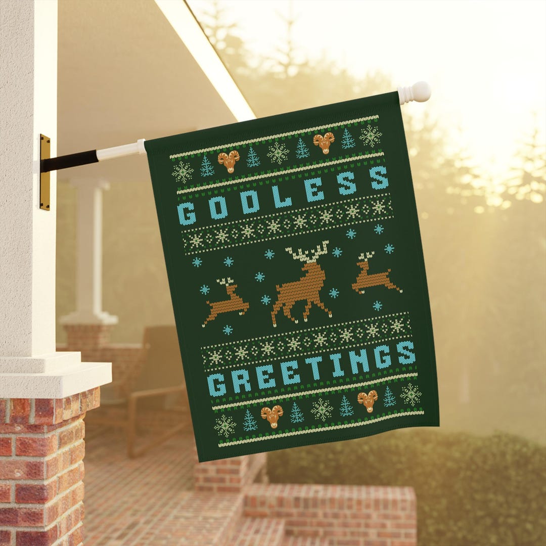 Godless Greeting House Flag, Pagan Yule Decoration, Atheist Christmas ...