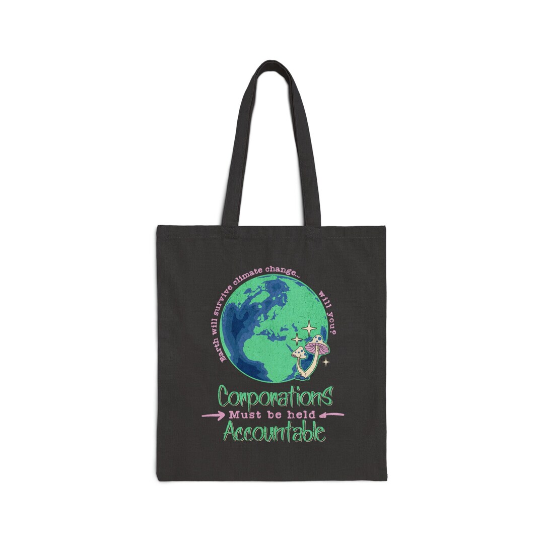 Climate Change- Eco Tote Bag - Earth Mushroom Cotton Bag - Sustainable ...