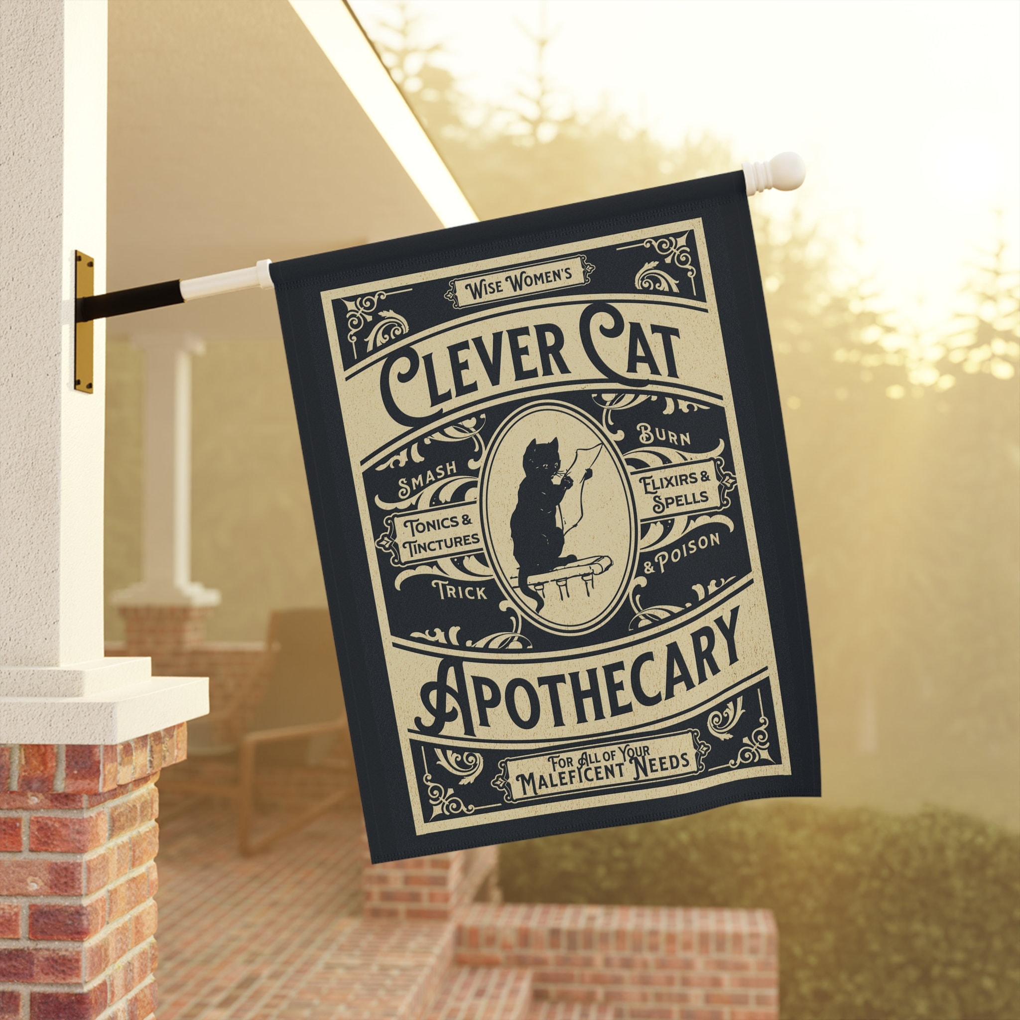 Feminist Fall Flag, Clever Cat Apothecary House Banner, Whimsical ...