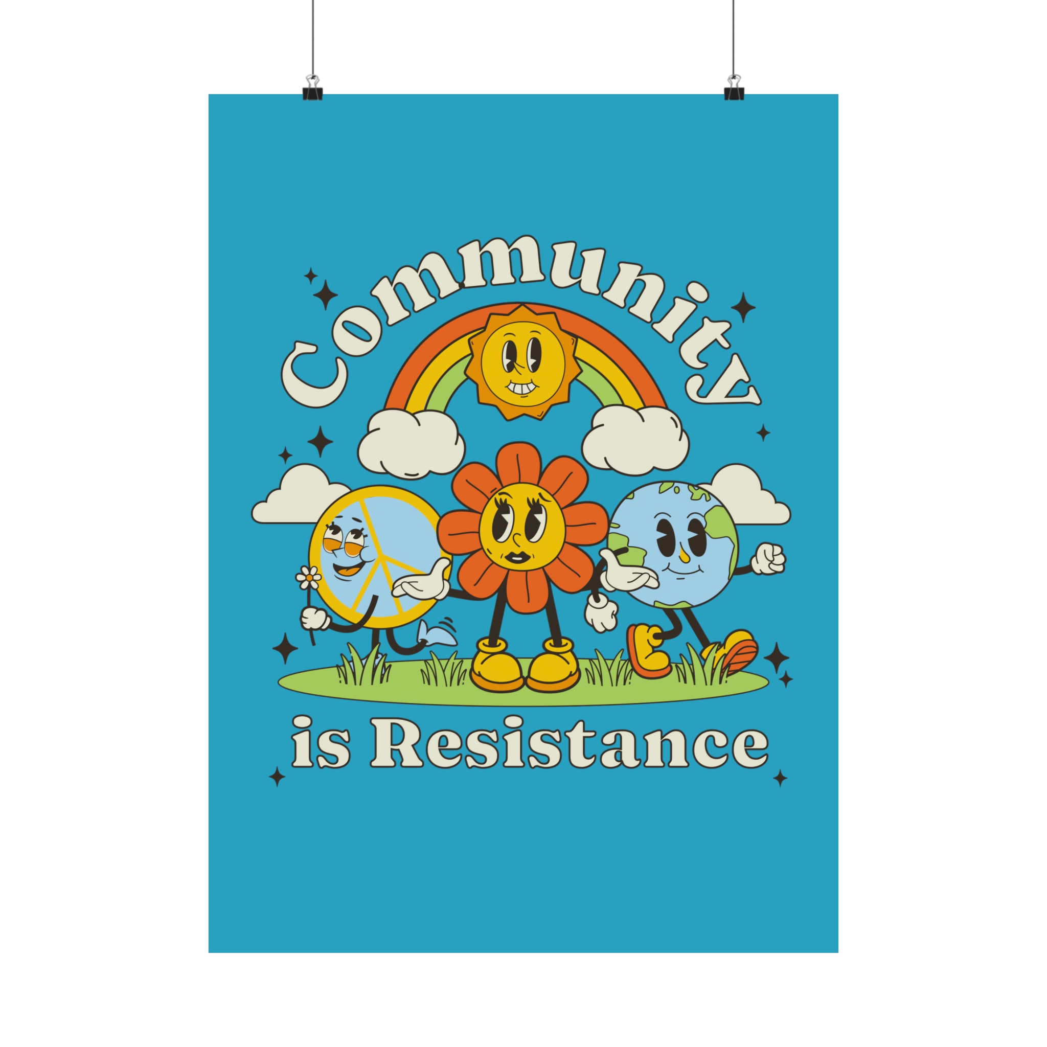 Community is Resistance Poster Retro Earth Peace Sign Vibrant Activist ...
