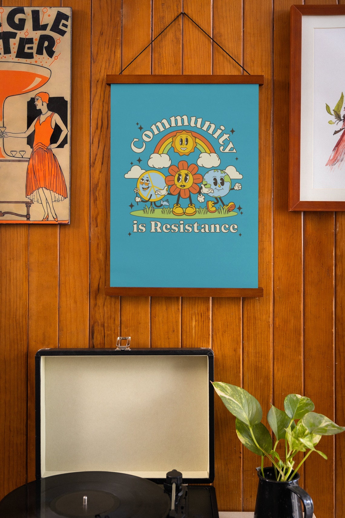 Community is Resistance Poster - Retro Earth Peace Sign | Vibrant ...