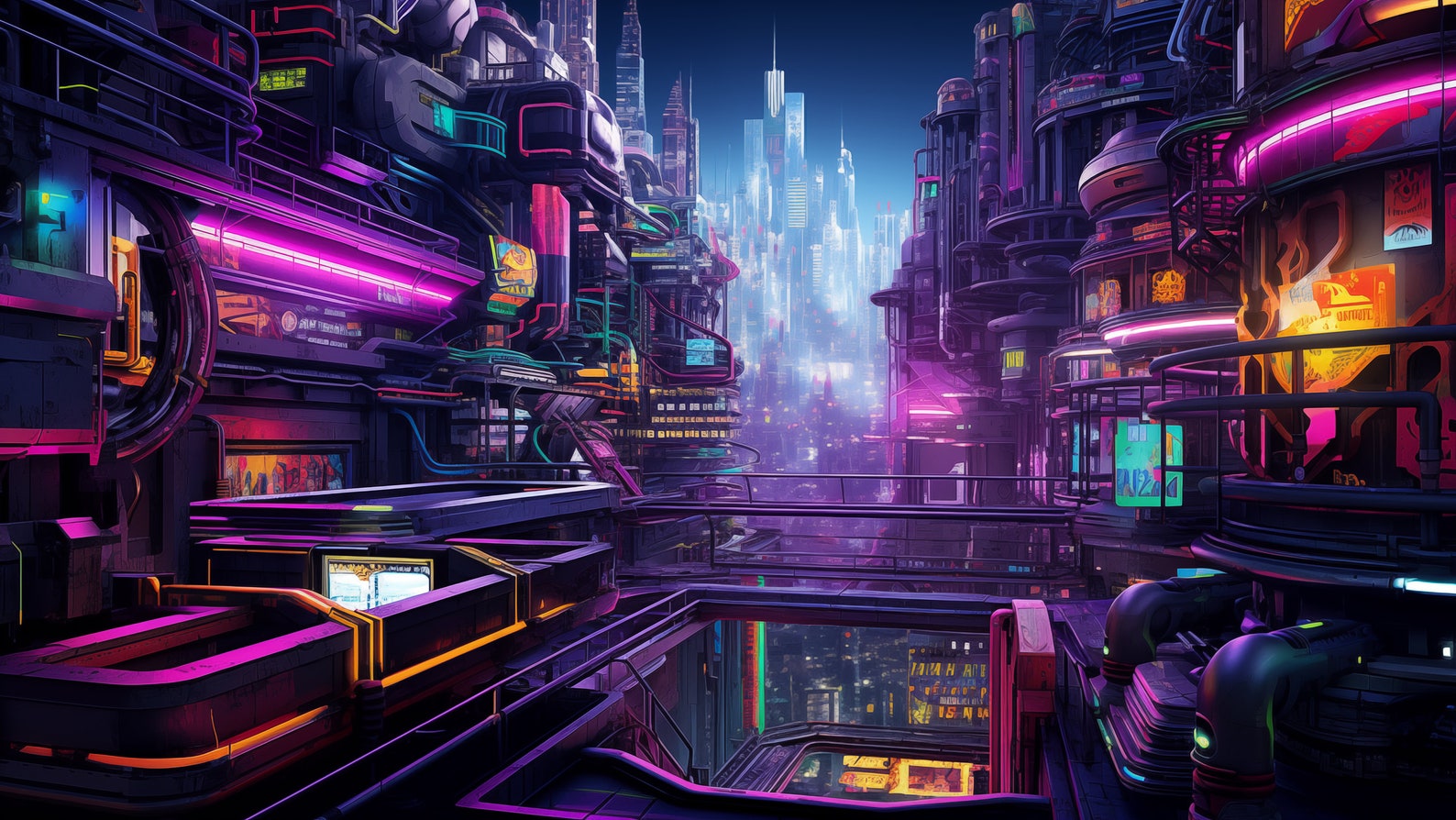 7 Neon Worlds Desktop Wallpapers - 4k Resolution - Etsy
