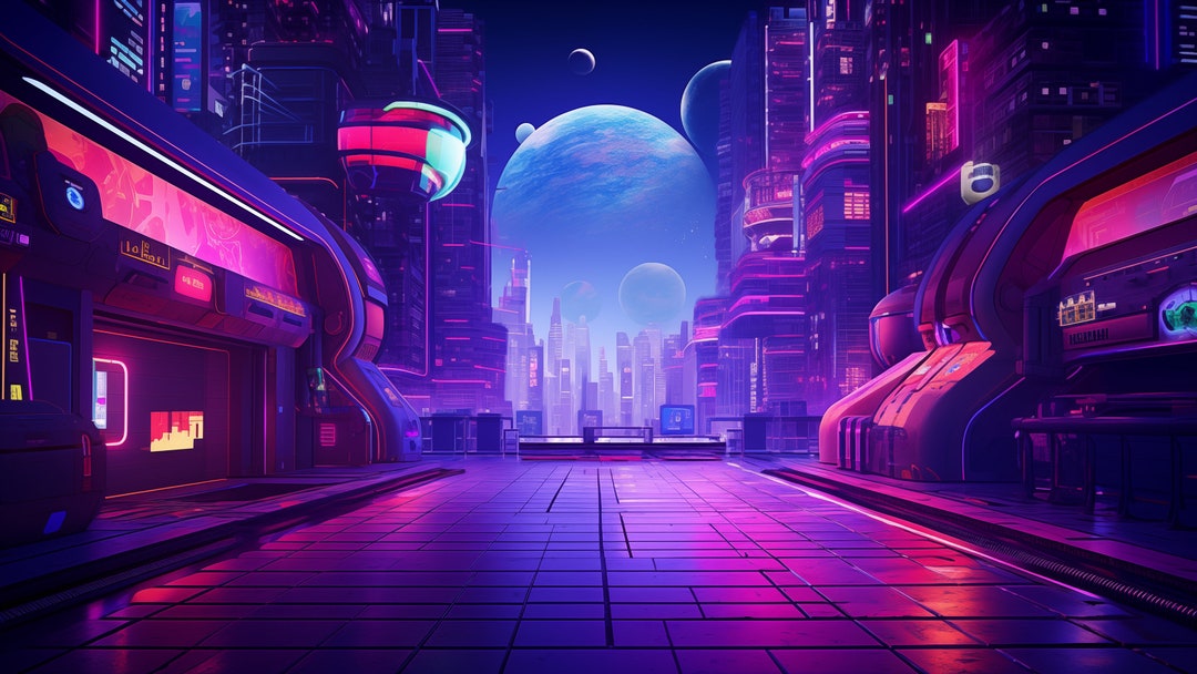 7 Neon Worlds Desktop Wallpapers - 4k Resolution - Etsy