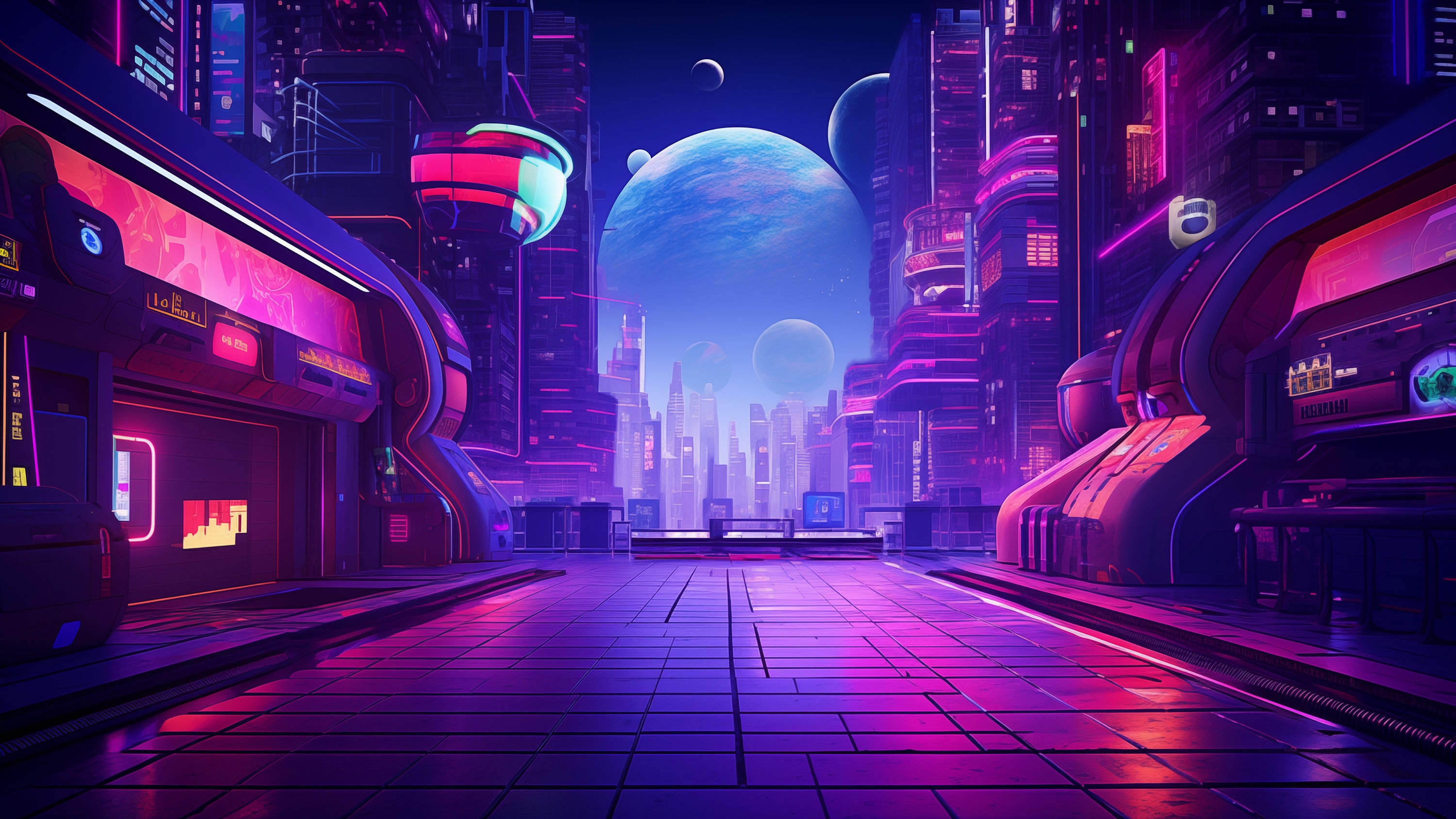 7 Neon Worlds Desktop Wallpapers - 4k Resolution - Etsy