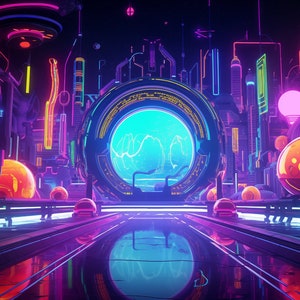 7 Neon Worlds Desktop Wallpapers - 4k Resolution - Etsy
