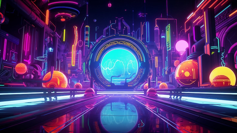 7 Neon Worlds Desktop Wallpapers - 4k Resolution - Etsy