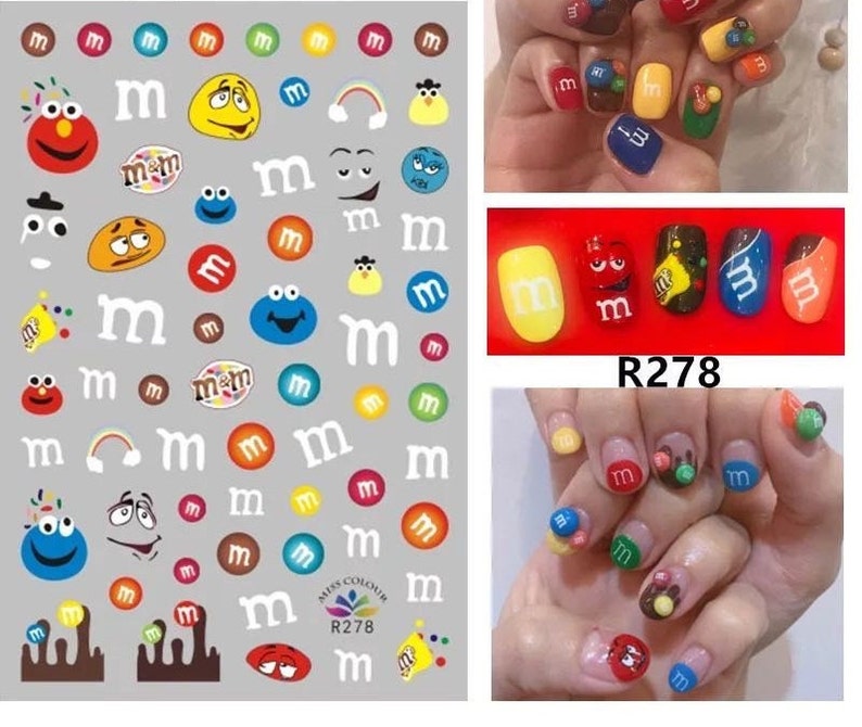 Candy Nail Stickers MM Nail Decal Super Cute - Etsy