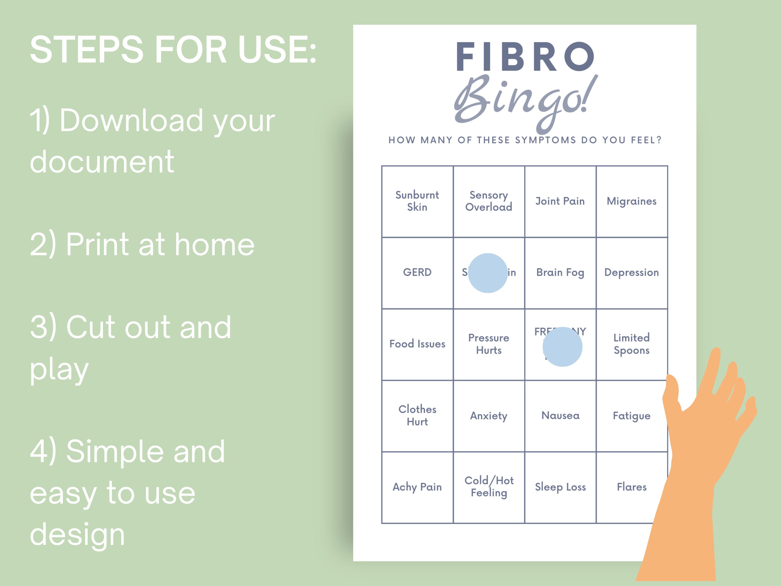 Fibromyalgia Symptom Bingo Game L PDF Digital Download & Canva Template ...