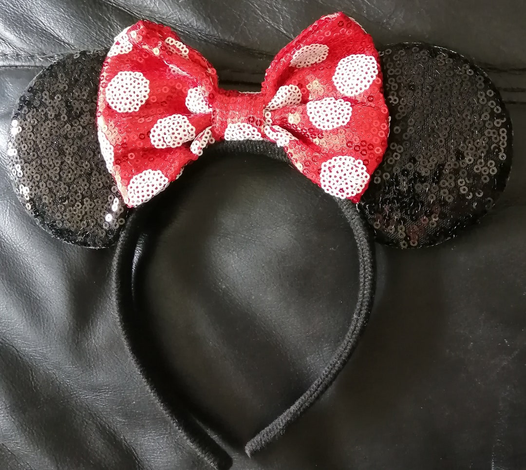 Rocky Horror Columbia Sequin Minnie Mouse Ears With Bow on Headband ...