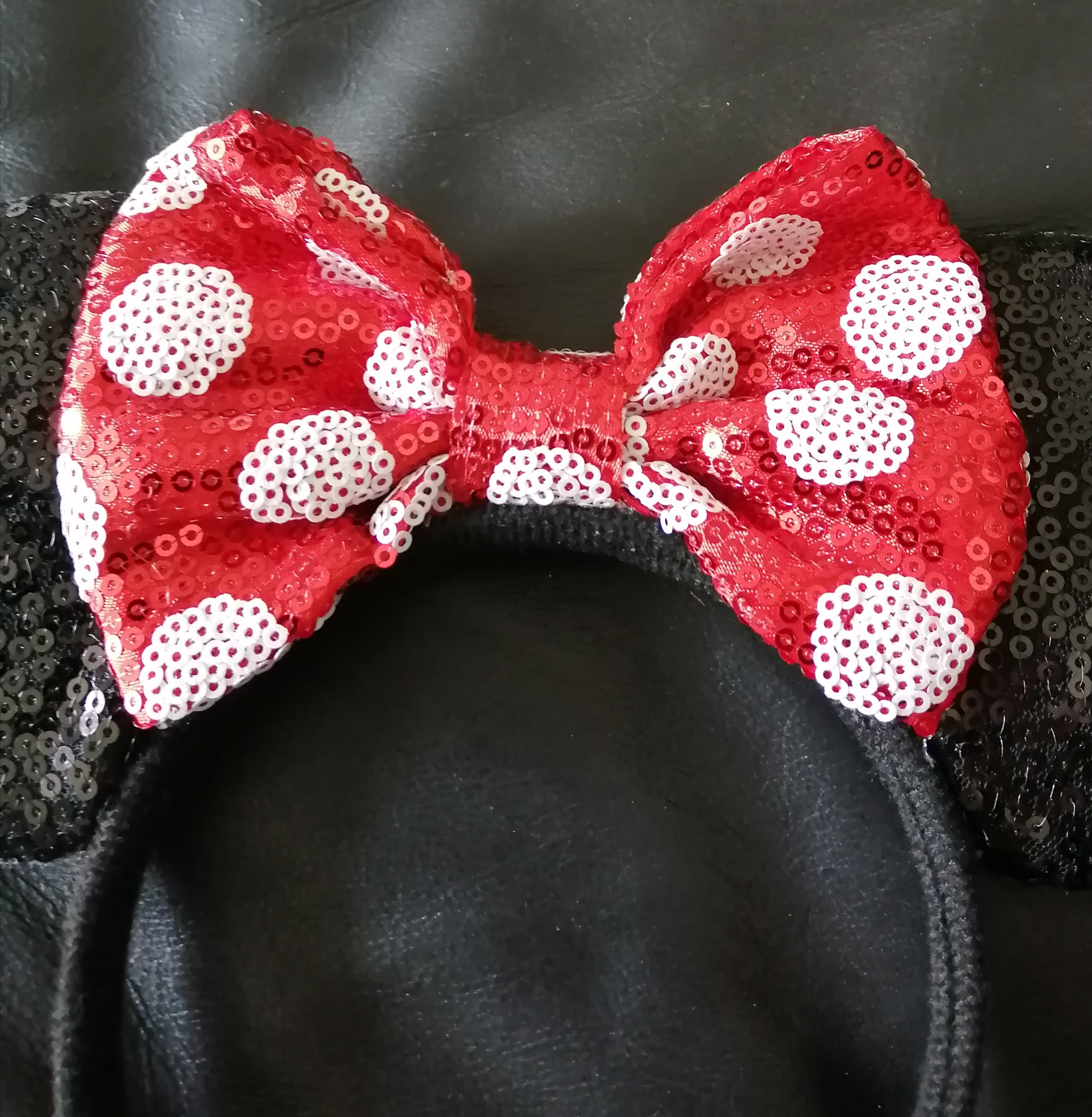 Rocky Horror Columbia Sequin Minnie Mouse Ears With Bow on Headband ...
