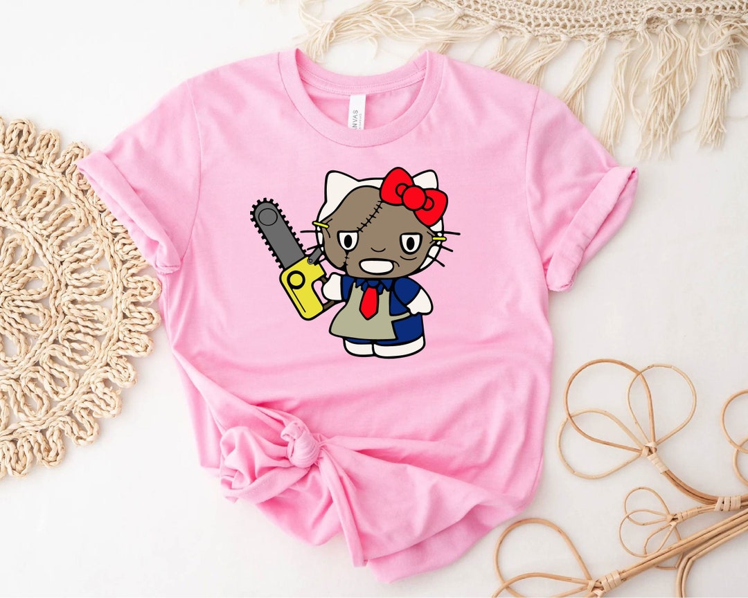 Hello Kitty Leather Face Tshirts, Halloween Hello Kitty Shirt, Kitty ...