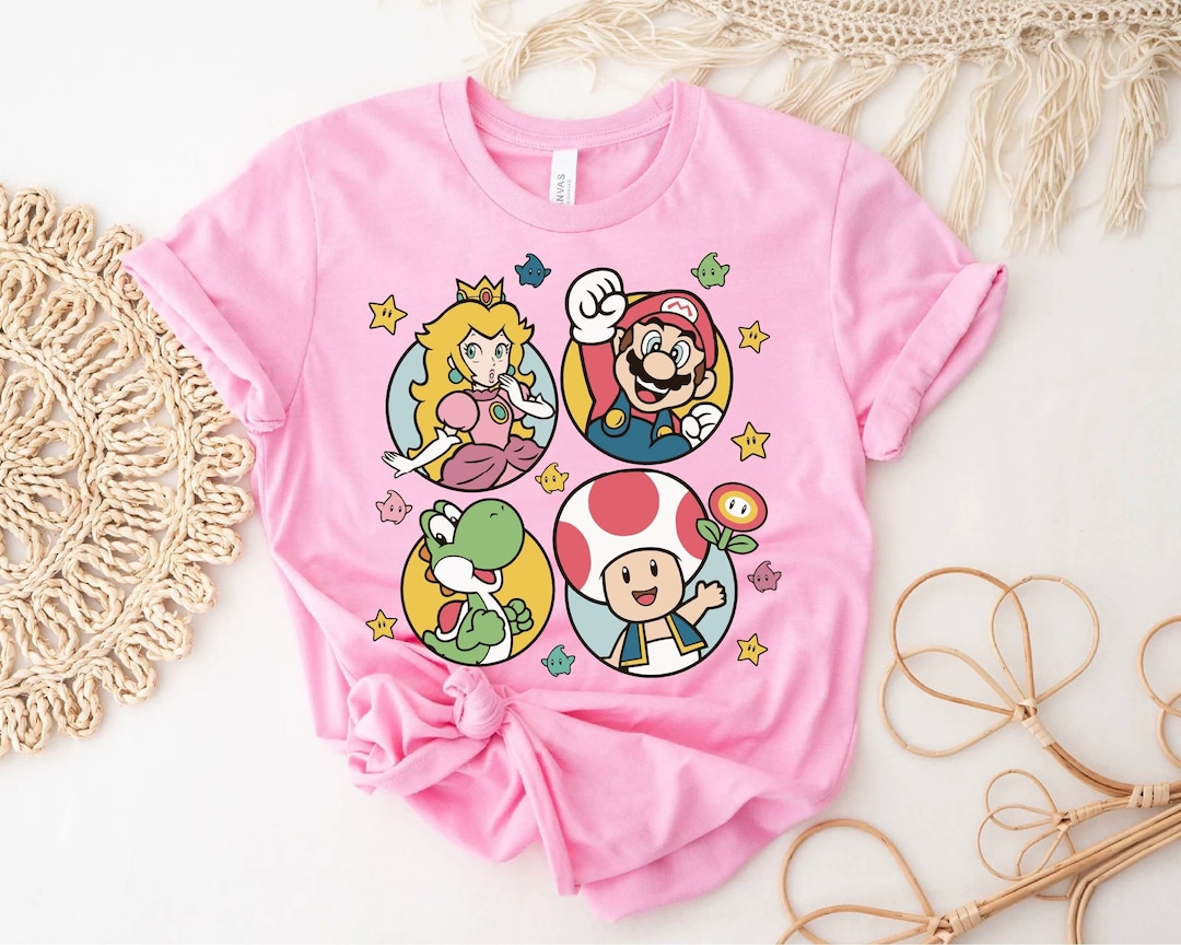 Super Mario Friends Shirt: Princess Peach, Yoshi, Toad - Unisex Cotton ...