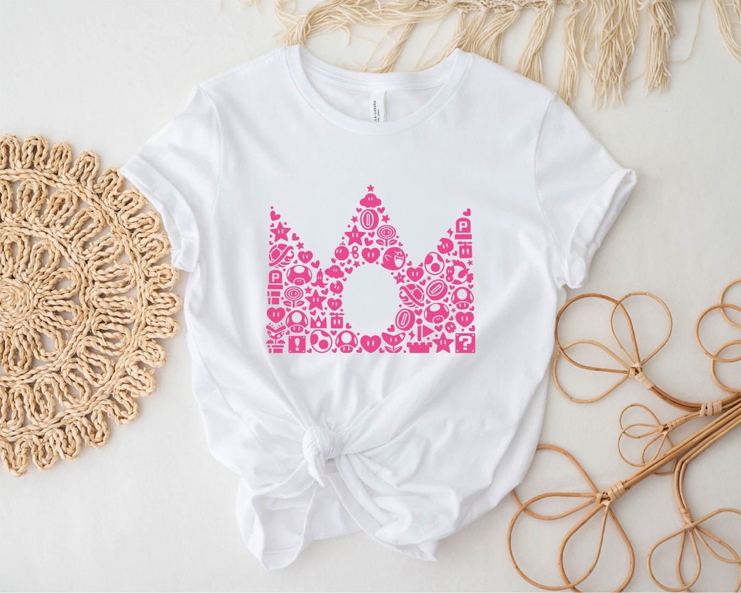 Super Mario Princess Peach Crown Tshirt, Cute Shirt, Girl Gift Tshirt ...