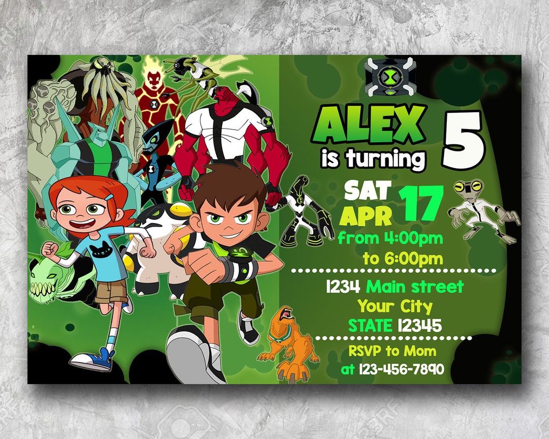Ben 10 Birthday Invitation Ben 10 Invitation Ben 10 - Etsy