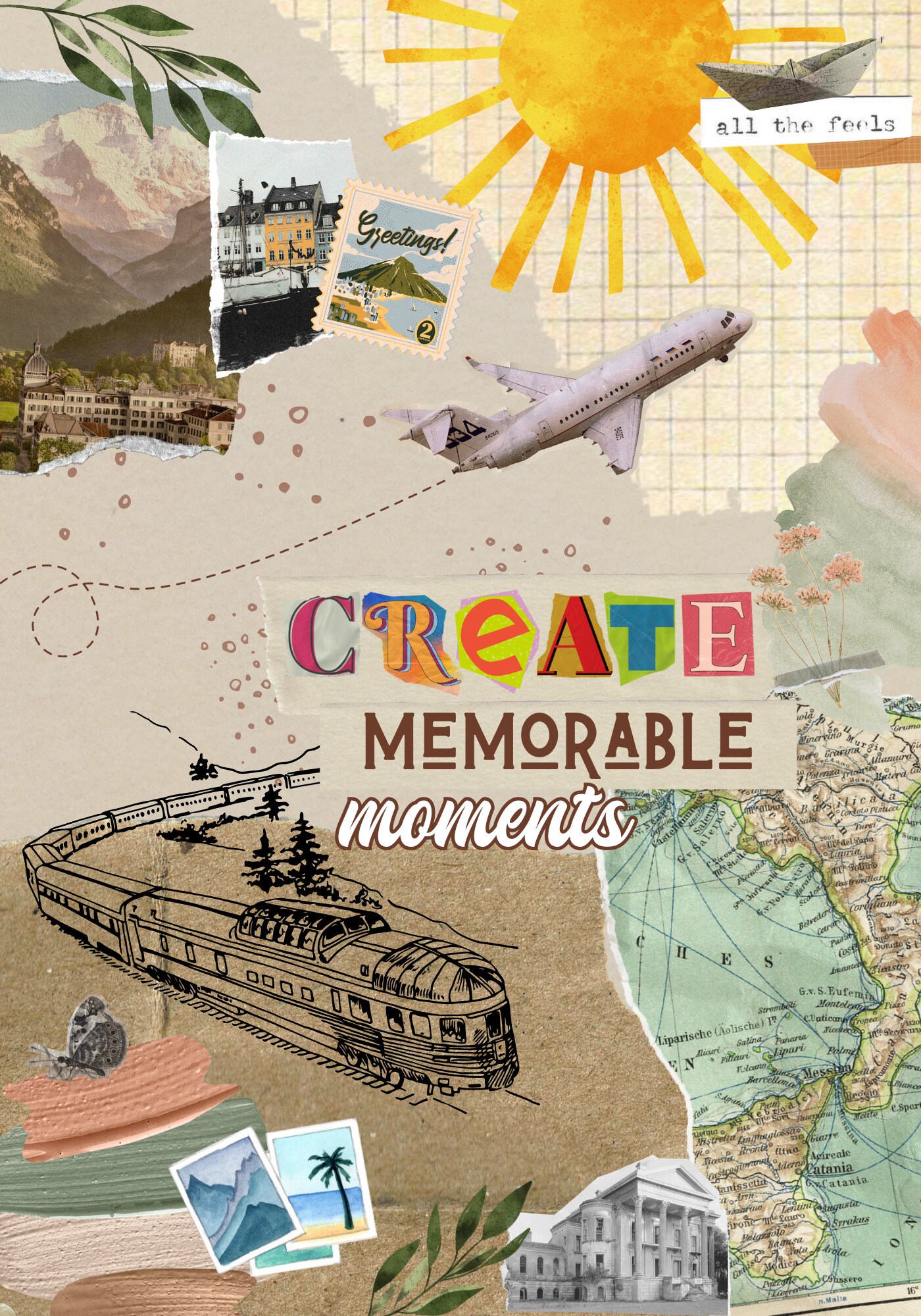 Travel Poster Design for Print or Digital Mix-media Collage / Traveler ...