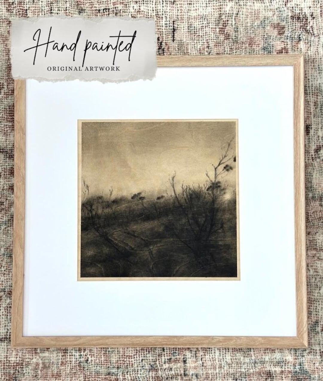 Original Soft Pastel & Charcoal Art, Moody Landscape on Birch Wood ...
