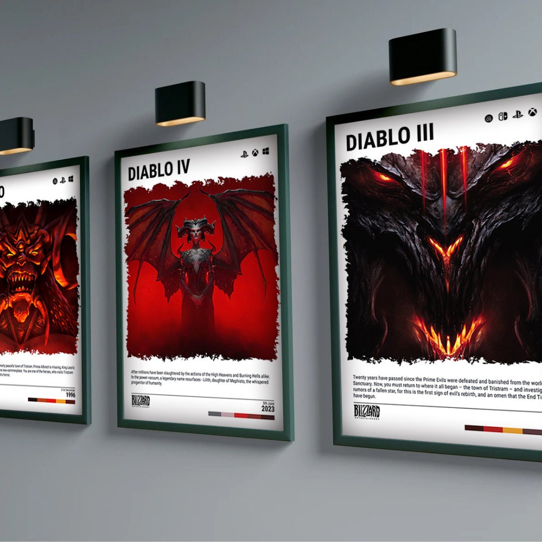 Diablo Posters Diablo Art Lilith Diablo 4 Diablo 3 Gaming - Etsy