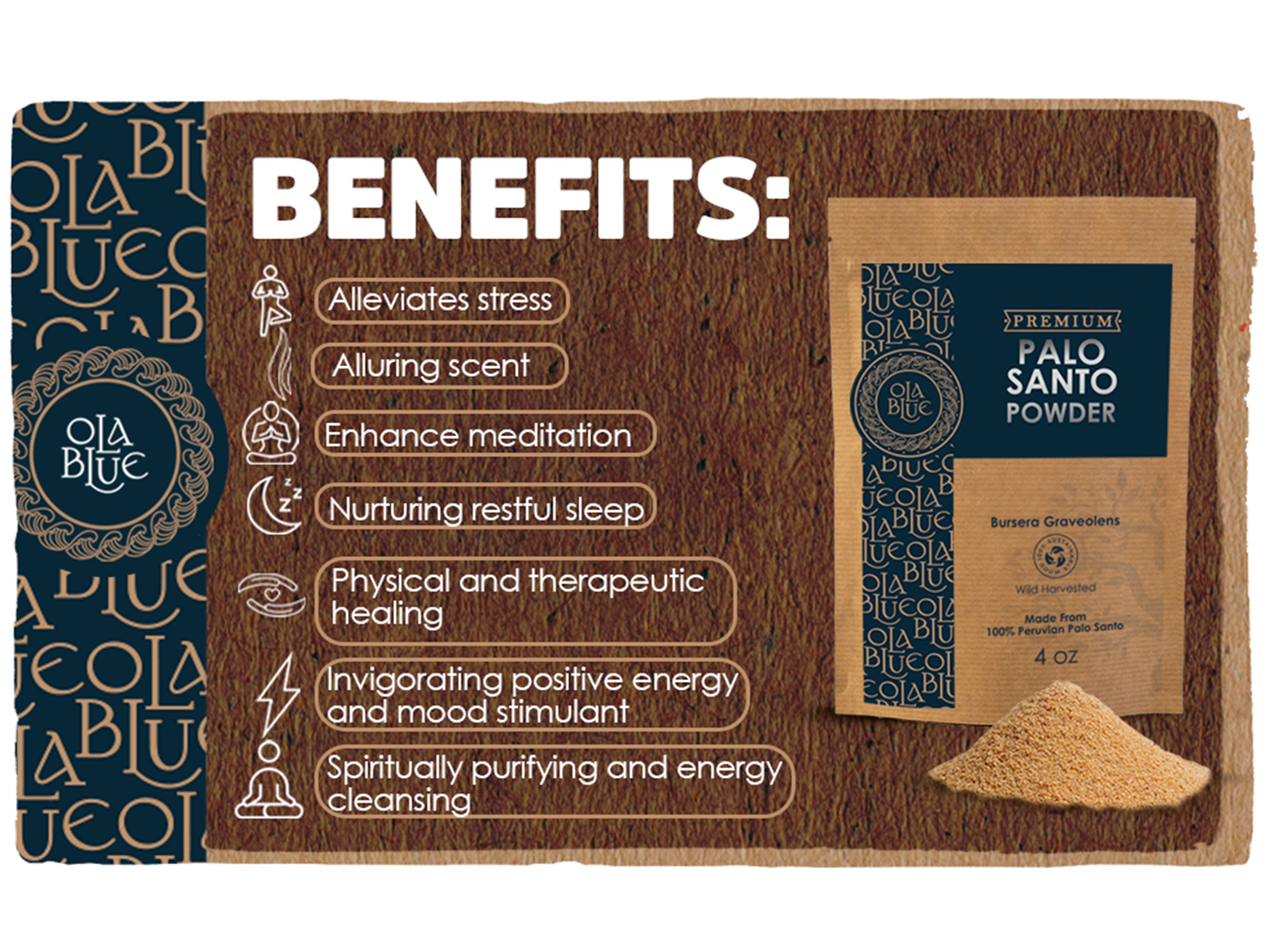 Ola Blue Palo Santo Powder - Natural and Sustainable 4oz From Peru ...