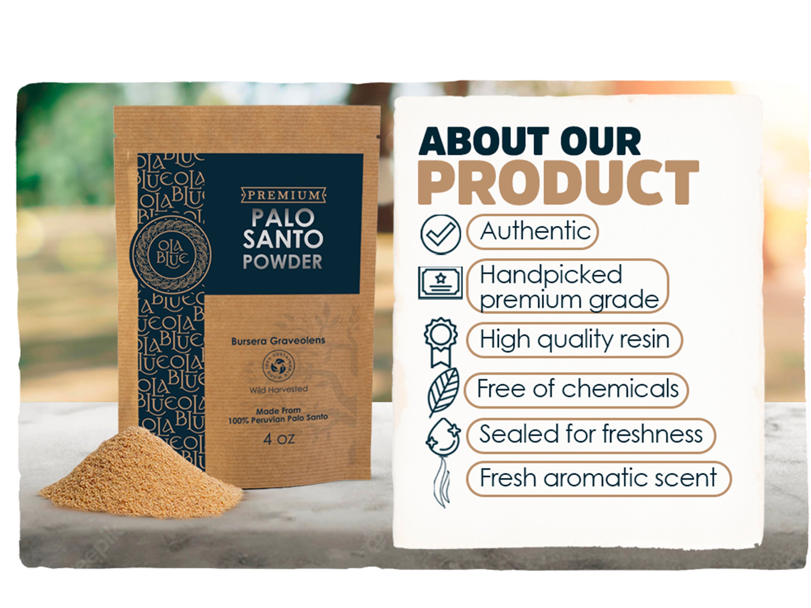 Ola Blue Palo Santo Powder - Natural and Sustainable 4oz From Peru ...