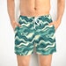 Waves Light Blue, Earth Tones Swim Trunks, Creative Design, Abstract ...
