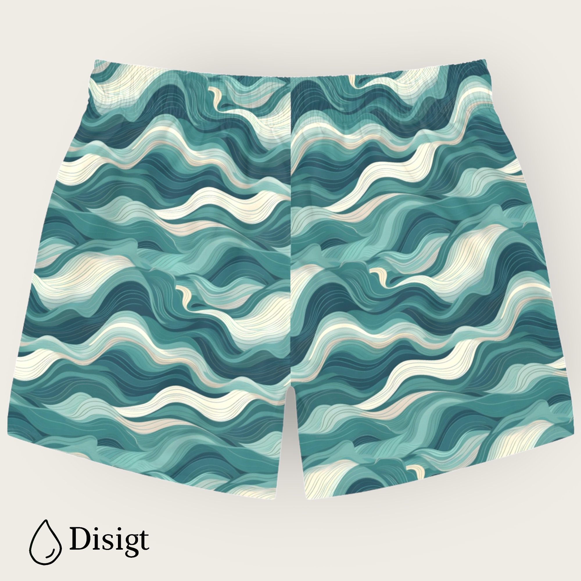 Waves Light Blue, Earth Tones Swim Trunks, Creative Design, Abstract ...