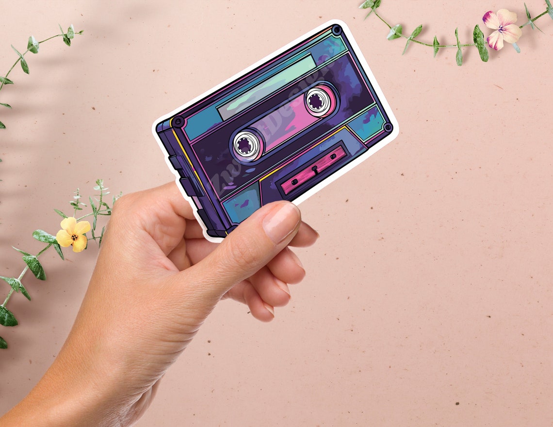 Vaporwave Cassette Tape Sticker Retro Neon Synthwave Decal for ...