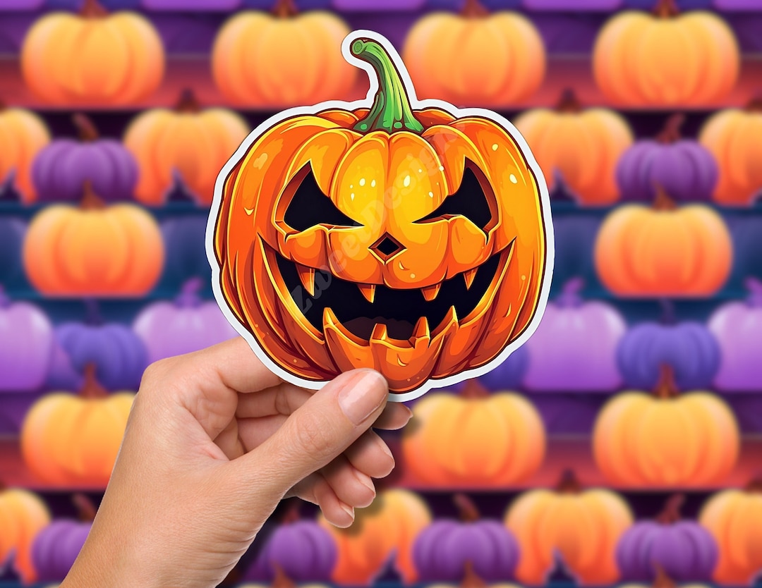 Spooky Pumpkin Stickers | Halloween Stickers | Jack-o'-lantern ...
